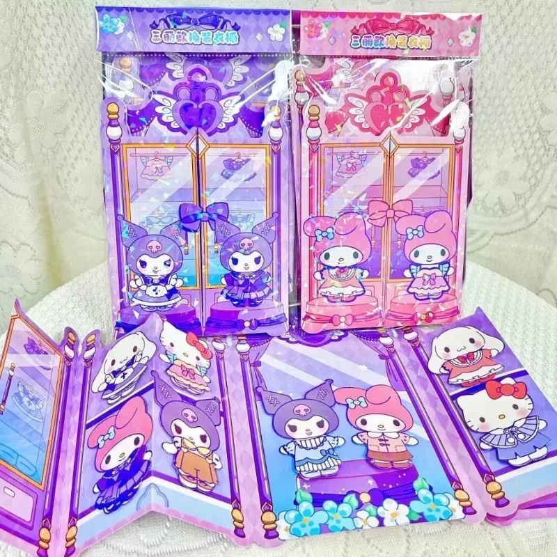 Anime New Sanrio Stickers Melody Kuromi Dressing Wardrobe Quiet Book ...