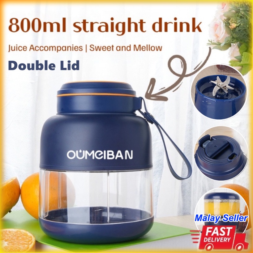 2-in-1 Juicer Cup Mini Blender 800ML Portable Juicer with Double Lid ...
