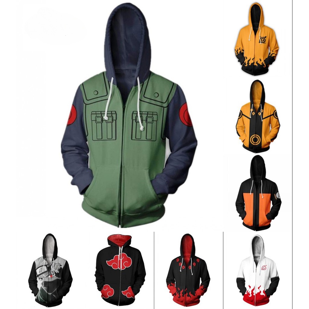 Hot Anime Naruto 3D Zip Jackets Cosplay Costumes Men Hoodies ...