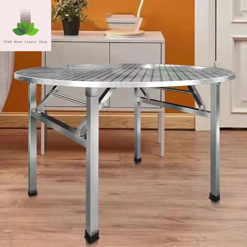 ﹍304 stainless steel folding round table, thickened dining table, multi-functional dining table ...