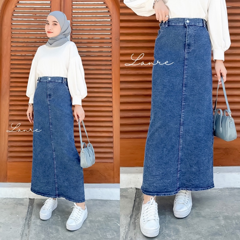 Fuji premium sponge jeans skirt by Lanre-jumbo bottom outfit | Shopee ...