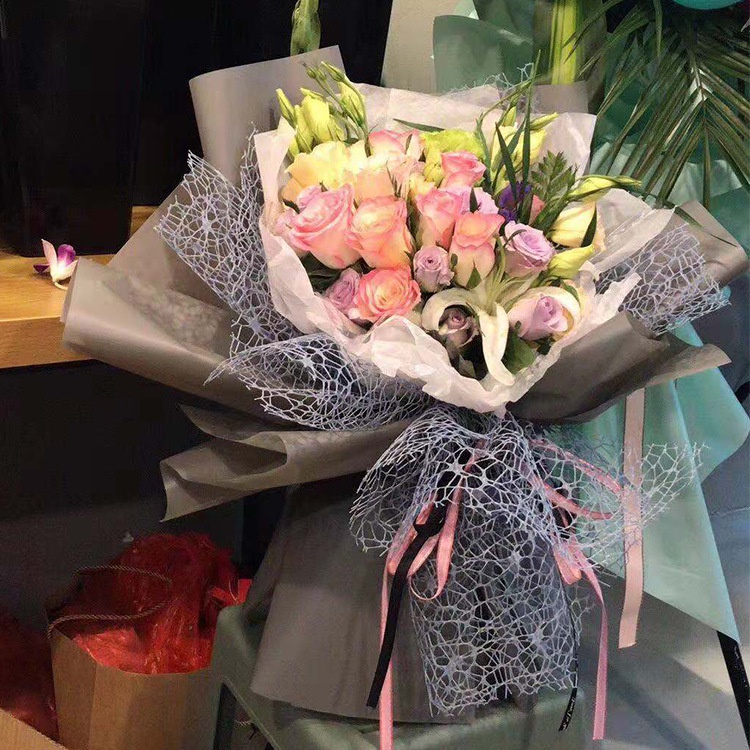Valentine's Day Mother's Day Jacquard Mesh Flower Wrapper Net Wrapping ...