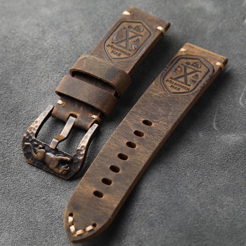 Handmade Thick Leather Strap 20 22 24 26MM Men's Watch Chain | Shopee ...