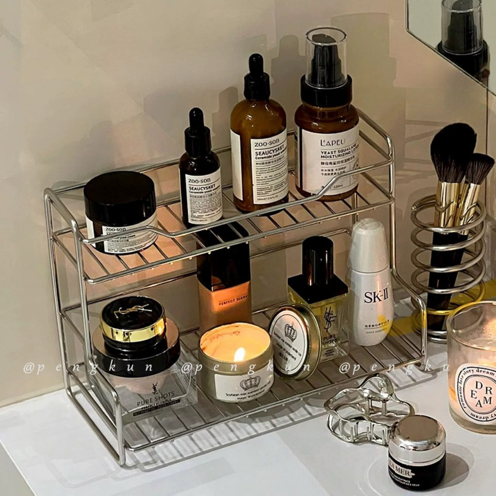 Sturdy 201 Matte Stainless Steel Shelf - Double Layer Kitchen/Bathroom ...