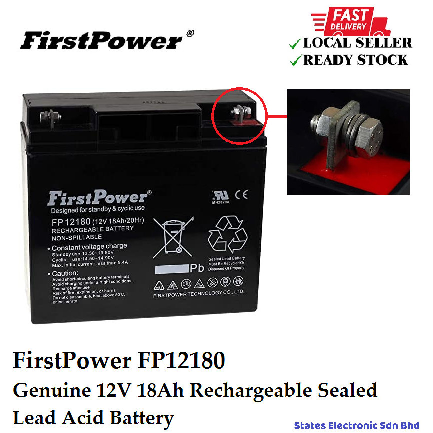 Genuine FirstPower 12V 18Ah Rechargeable Sealed Lead Acid Battery ...