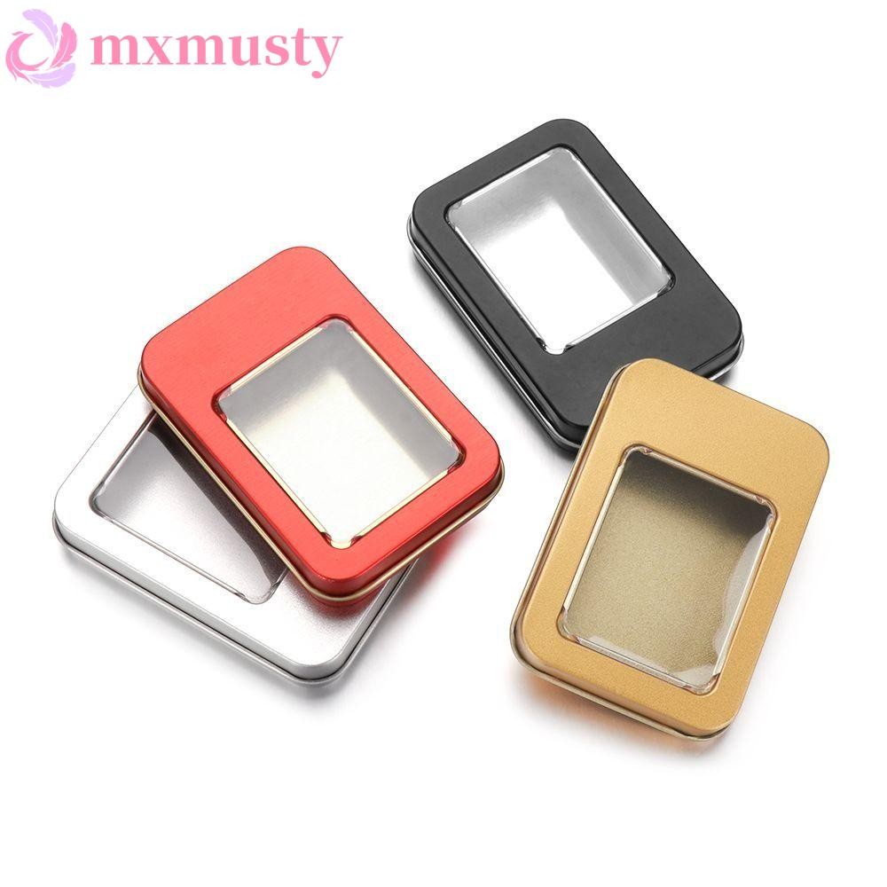 MXMUSTY Nail Art Display Case, Multicolor Rectangular Tin Box with Clear Window Lid, Creative ...
