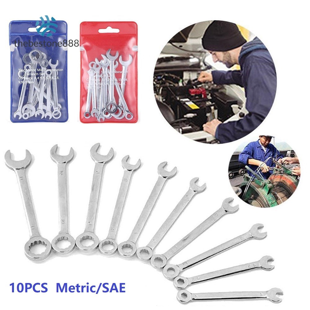 (THEBEST) 10pcs Combination Spanner Set Small Wrench Metric / SAE ...