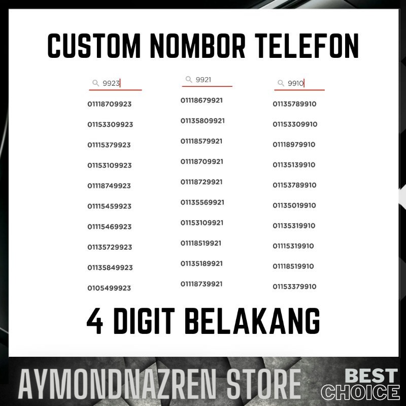 NOMBOR TELEFON HANDPHONE HP CUSTOM REKA 4 DIGIT NOMBOR HP VIP SPECIAL DIGI MAXIS TUNETALK ...