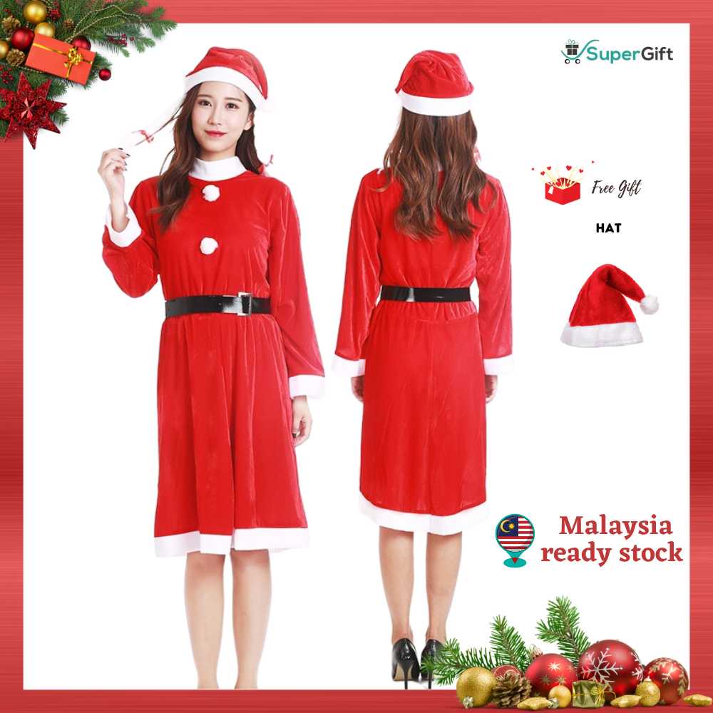 Women Christmas Santa Claus Dress Costume - Miss Santa Suit for Xmas ...