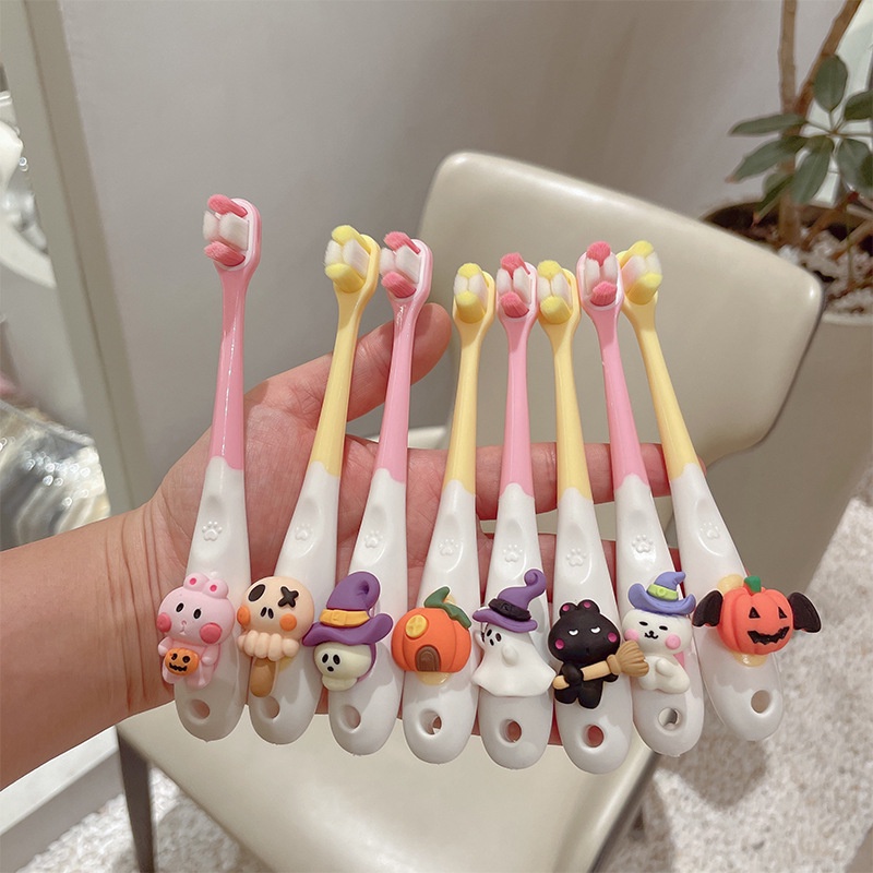 Funny Halloween Cartoon Children's Toothbrush 6-12 Soft Bristles Change ...