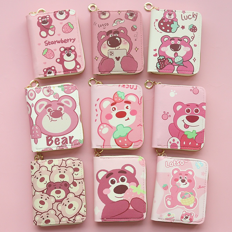2023 New Short Wallet Anime Lotso Cute Cartoon Girl Student Bear Mini ...