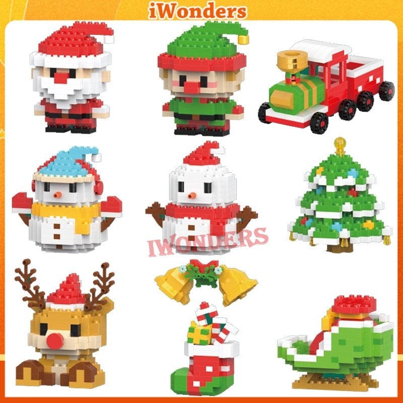Nano Block Christmas Building Blocks Santa Claus Elk Elf Christmas Tree ...