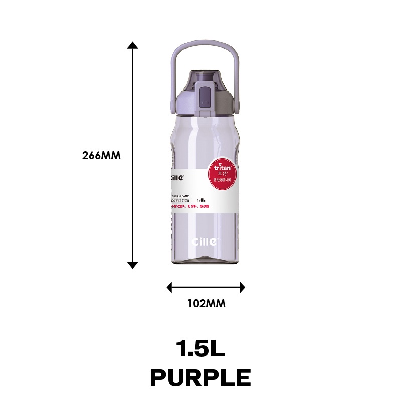 Cille Water Bottle Tritan BPA-Free Plastic Water Bottle With Handle ...