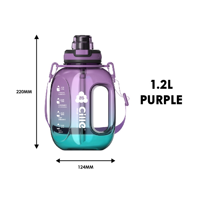 Cille Tritan Water Bottle BPA-Free Plastic Water Bottle c/w Straw Botol ...