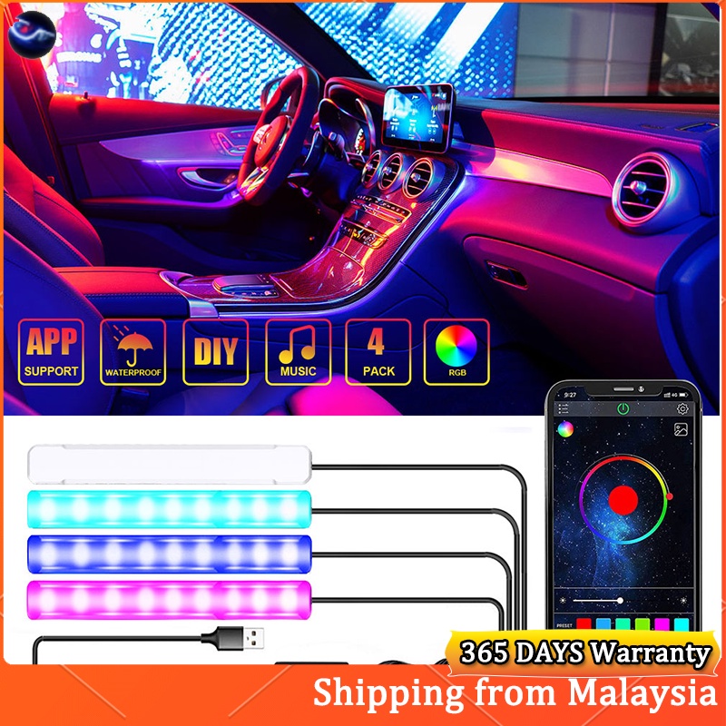 Latest Version 36 LED Car Atmosphere Lights Neon Lamp DIY RGB Colorful ...