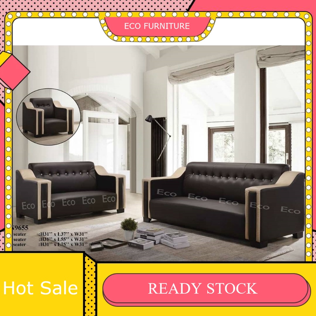 Sofa Kulit PVC Hitam / Coklat 1 Seater 2 Seater 3 Seater | Shopee Malaysia