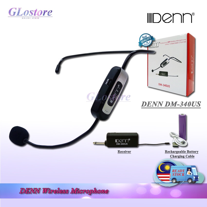 DENN ULTRA HIGH FREQUENCY UHF WIRELESS HEADSET MICROPHONE DM-340US ...