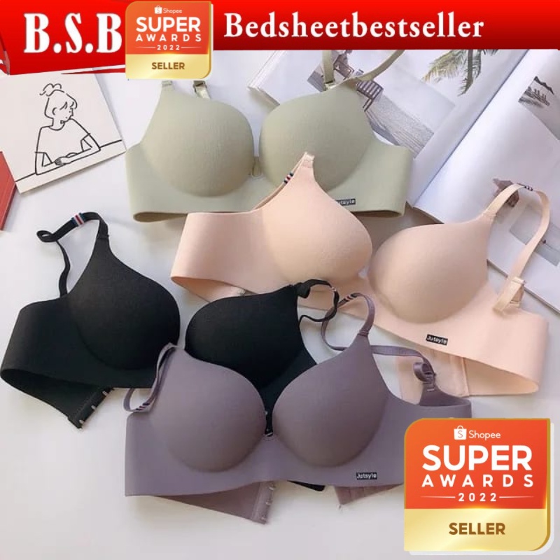 B.S.B Summer Light and Small Chest Gathered Girl Comfort Simple Bra Seamless Wireless Bra ...