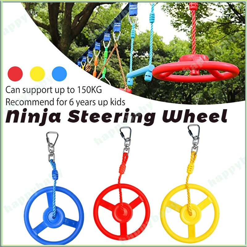 Kids Ninja Wheel Obstacle Swing Spinning Wheels Outdoor Backyard ...