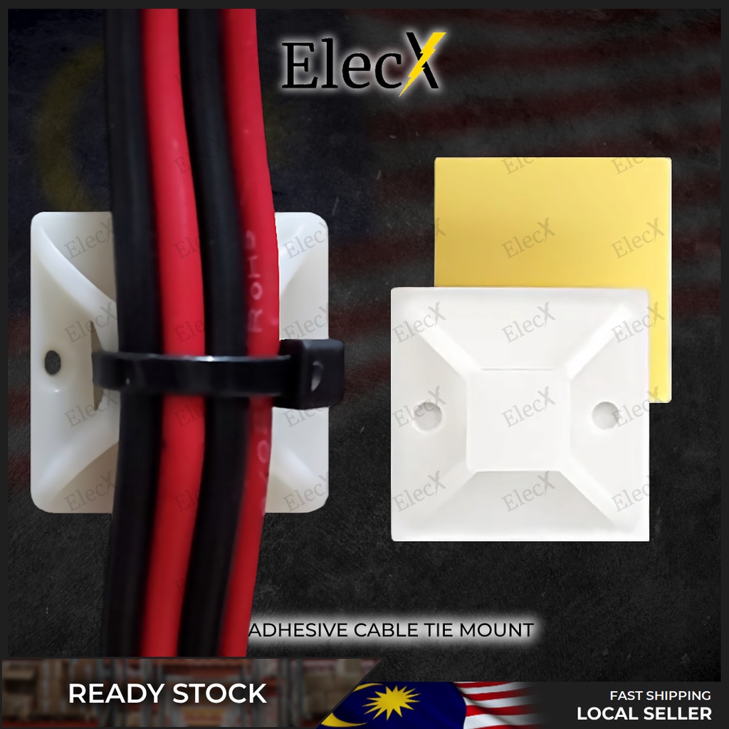 SELF ADHESIVE CABLE TIE MOUNT STICK ON CABLE MANAGMENT WALL BASE ...