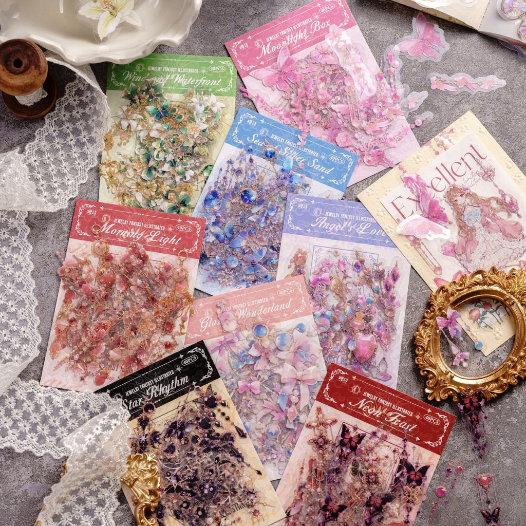 Journamm 40pcs/pack PET Jewelry Stickers Aesthetics Stationery DIY ...
