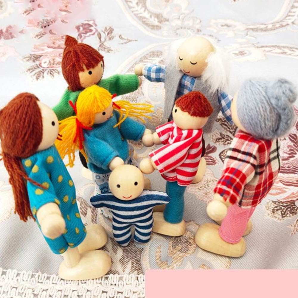 Doll House Dolls Wooden Dollhouse Family Set - 8 Bendable Figures For ...