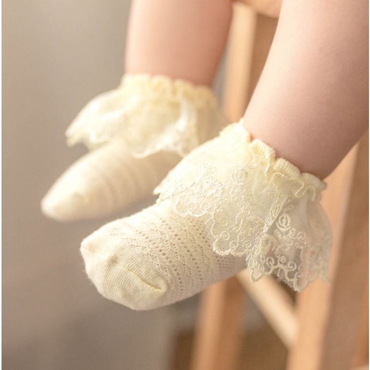 🧦🍒[M'sia Stock] 0-3Yrs Baby Girl Princess Socks Little Girl Satin Lace ...