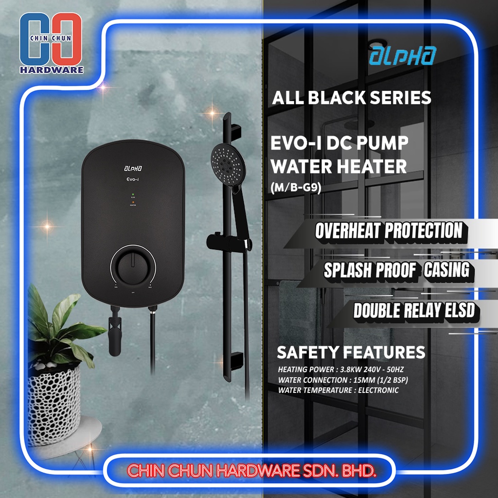 ALPHA DC PUMP EVO-I WATER HEATER + ALL BLACK (M/B-G9) | Shopee Malaysia