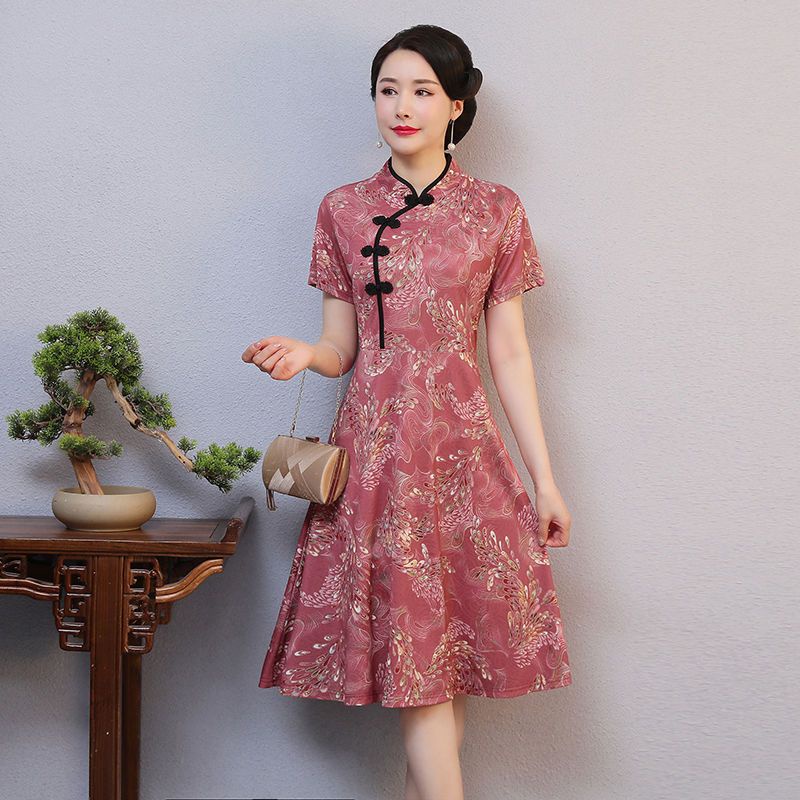 Plus Size CheongSam Dress Elastic Modified Cheongsam Women Traditional ...