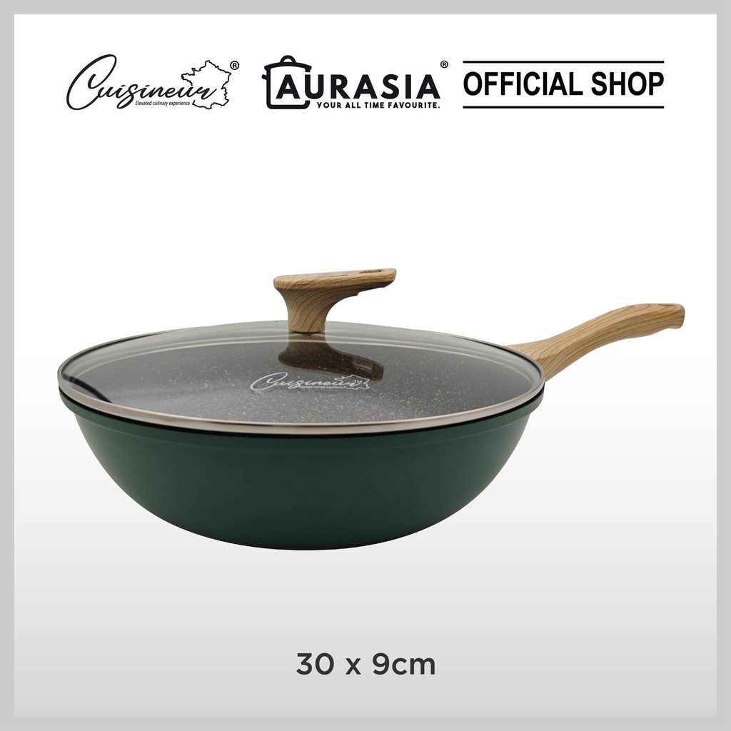 (NEW) Cuisineur Granitech IH Die-Cast 30cm Non-stick StirFry Wok ...