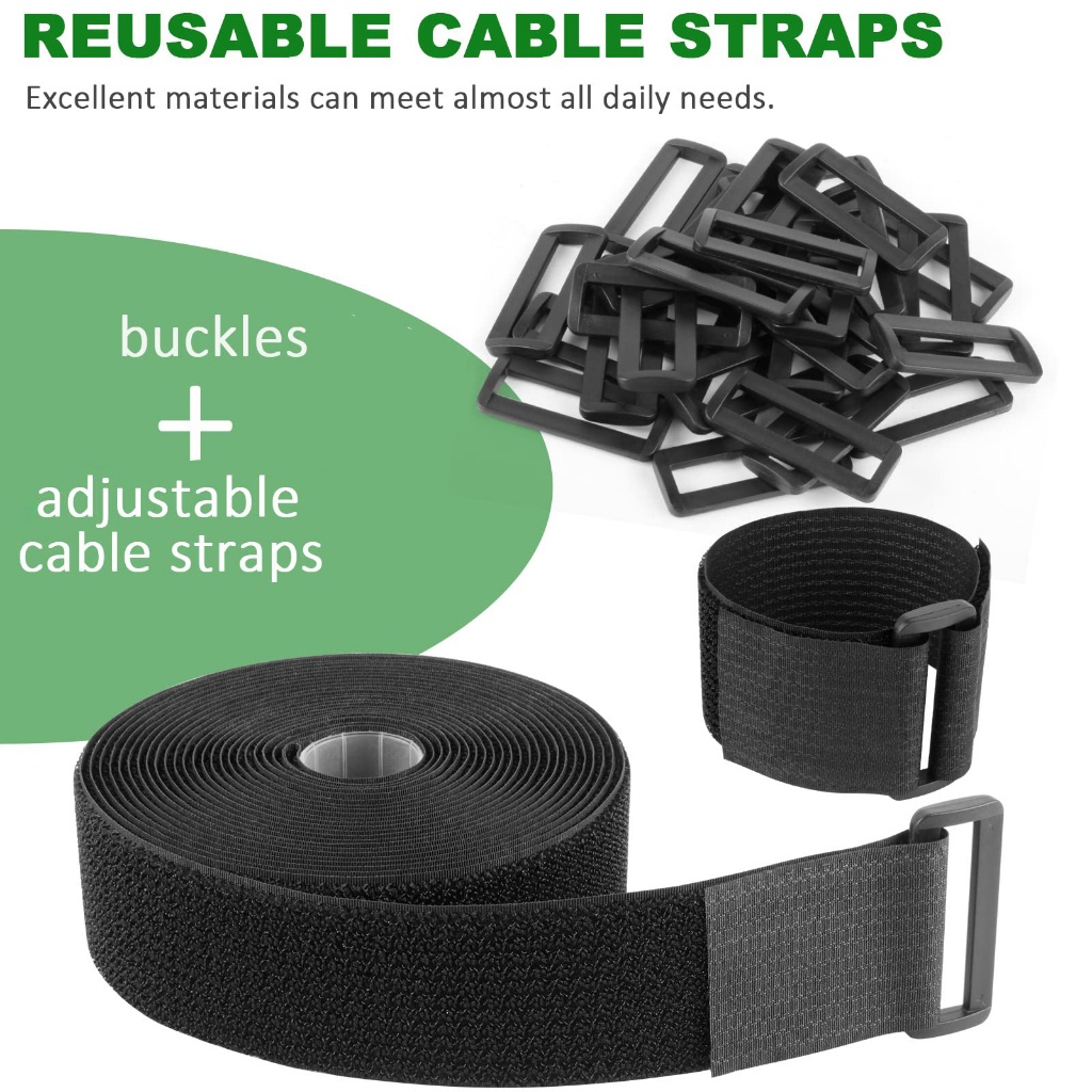 Hook and Loop Straps with Buckles, Adjustable Cable Straps, Free Cut ...