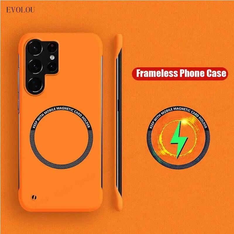 For Magsafe Magnetic Frameless Case For Samsung Galaxy S21 Ultra S20 Plus Ultra-Thin Matte Hard ...