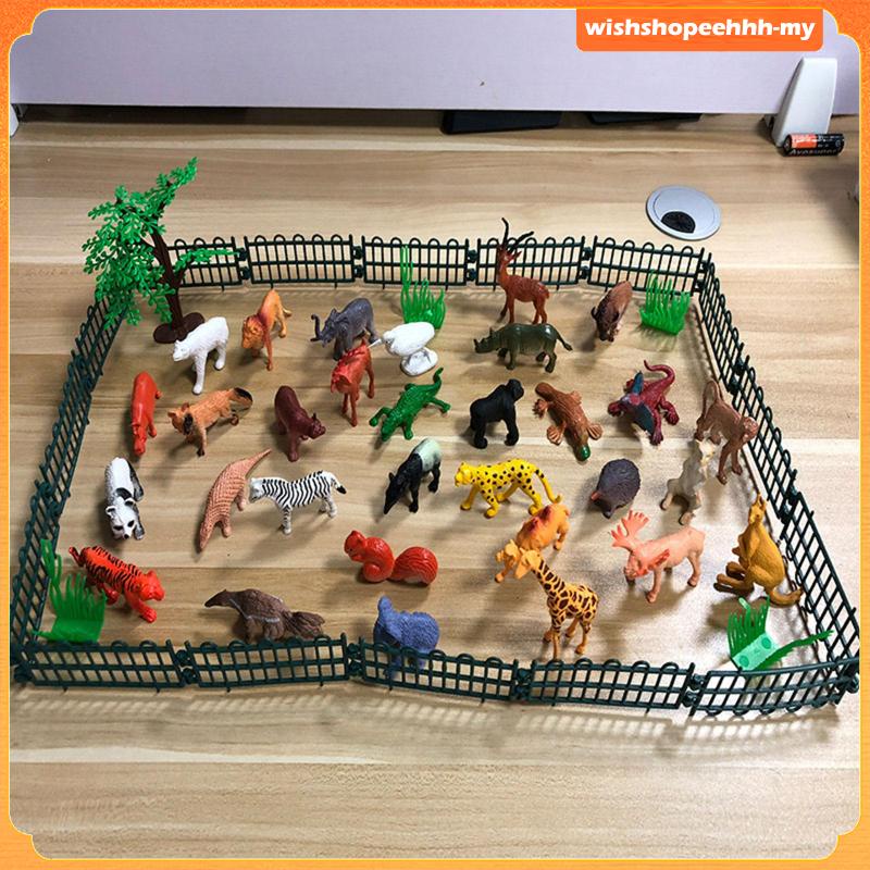 [WishshopeehhhMY] 53Pcs Realistic Jungle Playset Toys Miniature PVC Zoo ...