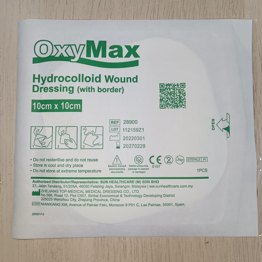 OxyMax Hydrocolloid Wound Dressing ( With Border ) 10 x 10cm ( 1pcs ...