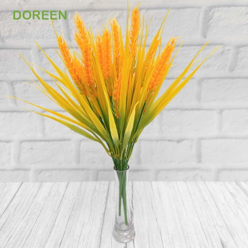 DOREEN Wheat Ears Rice Plant Branch, Yellow Flower Non Water Needed ...