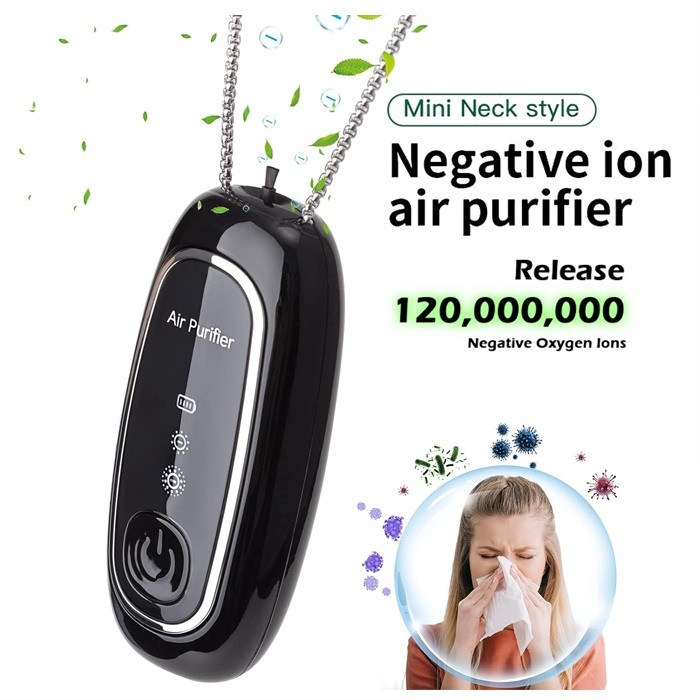 Wearable Mini Air Purifier Necklace Air Cleaner 120 Million Negative ...
