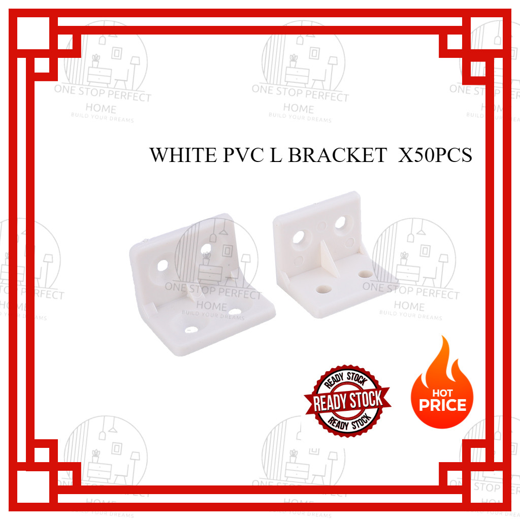 Plastic White PVC L Bracket ( 50 pcs ) Width Angle 90° Shape Shelf ...