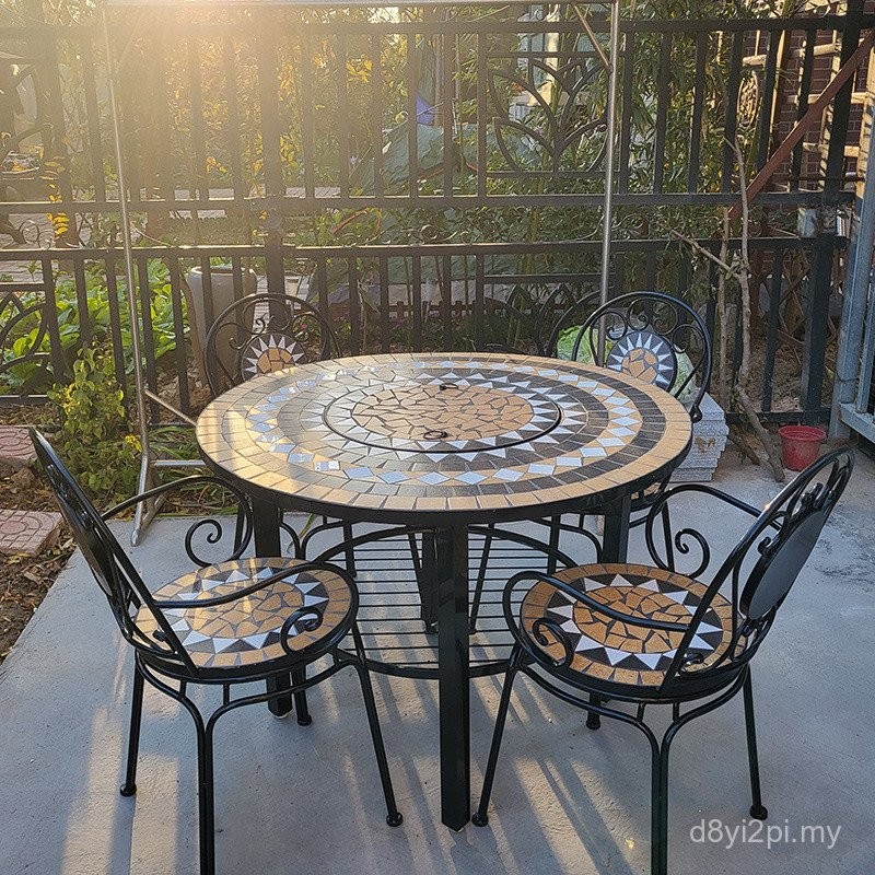 Meja BBQ Luar Taman Vila Rumah Meja Grill Arang Meja Bulat Leisure Seni ...