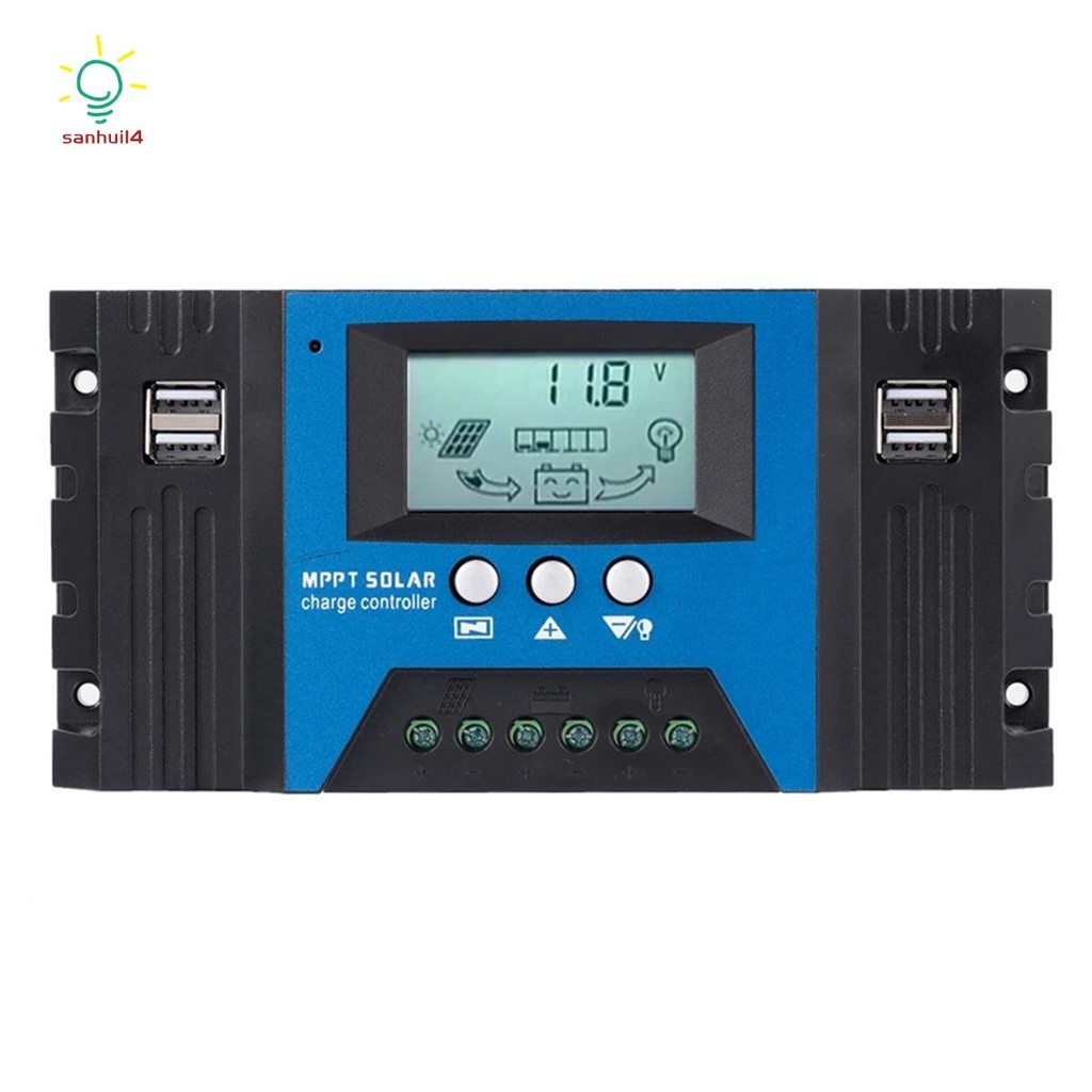100A MPPT Solar Charge Controller Dual USB LCD Display 12V/24V Auto ...