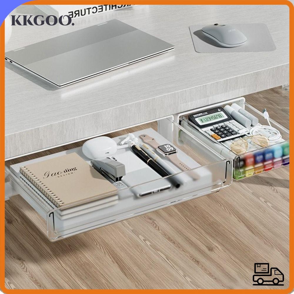 KKGOO Table Shelf Storage Box, Invisible Storage Hanging Undertable ...