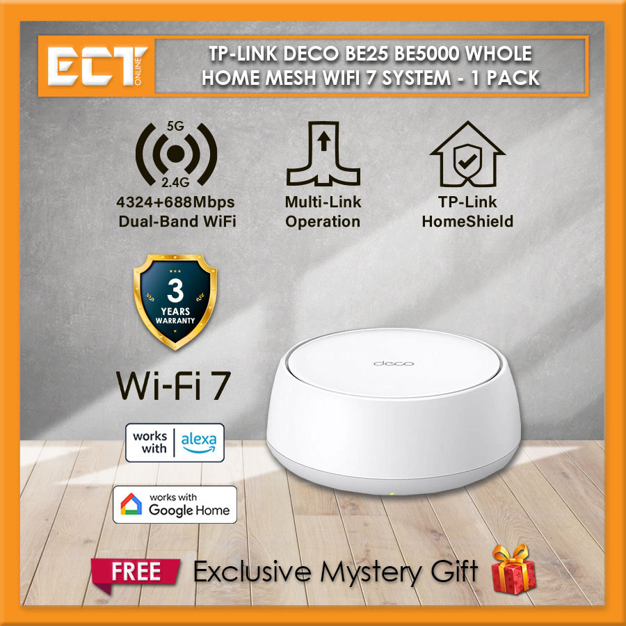 TP-Link Deco BE25 BE5000 Whole Home Mesh WiFi 7 System with Wireless and Wired Combined Backhaul ...