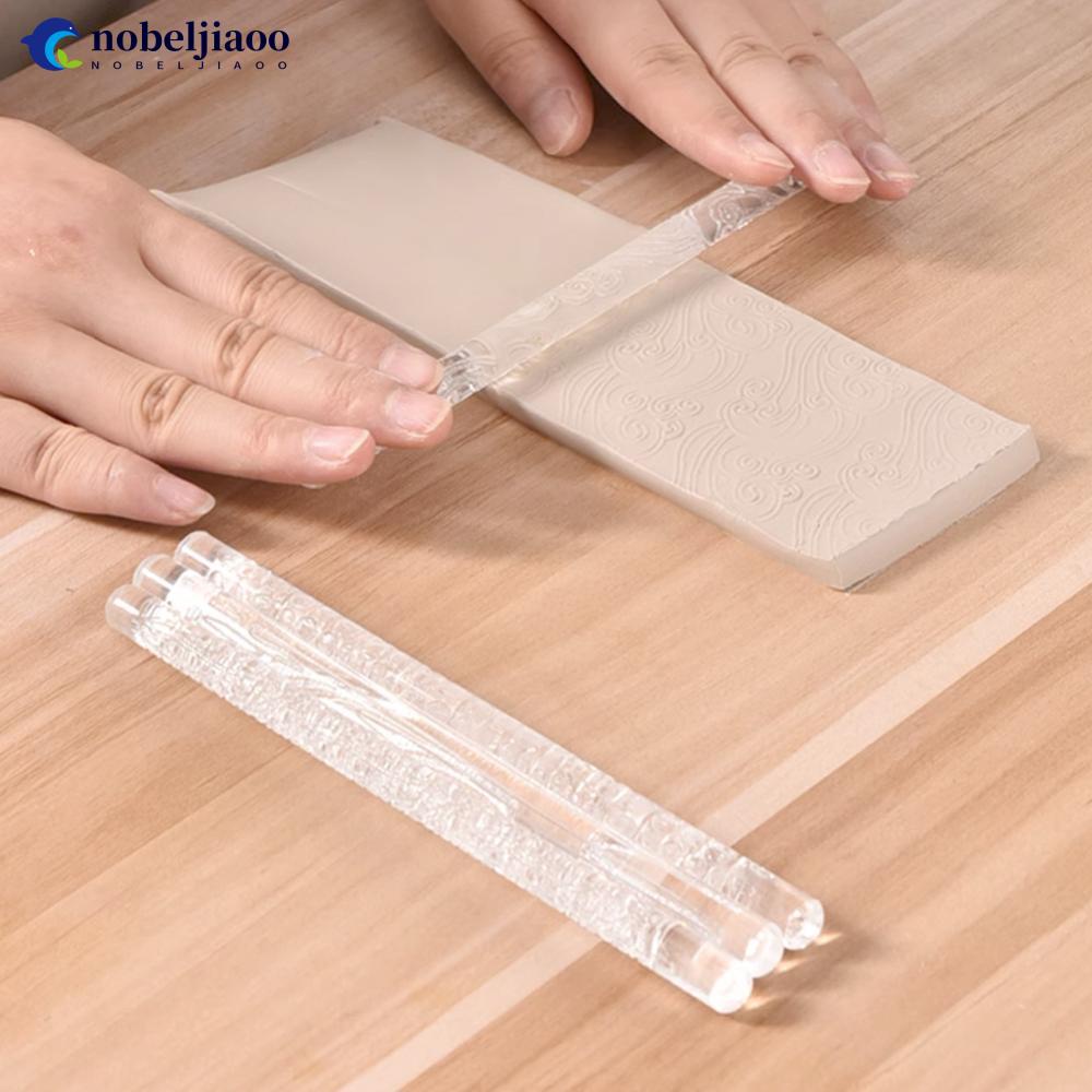 NOBELJIAOO Acrylic Texture Rolling Pin Ceramic Pottery Art Embossed Rod ...