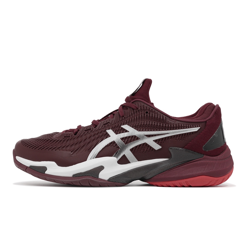 Asics Tennis Shoes Court FF 3 Crimson Wine Red White Men's Sneakers ...