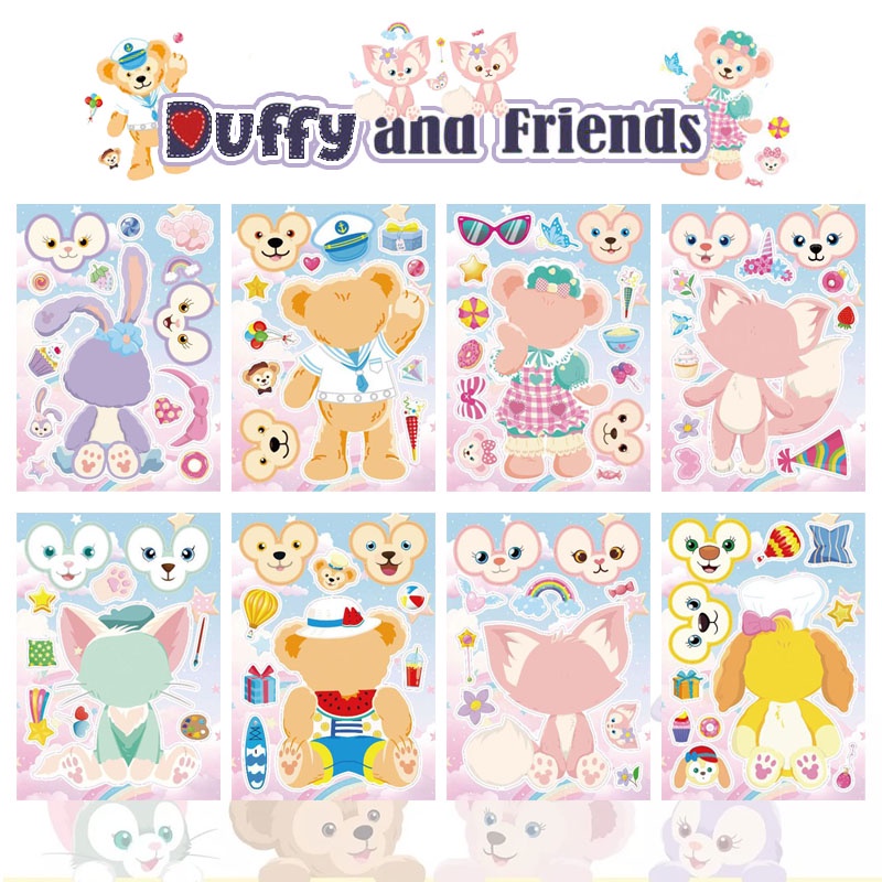 8pcs/set Cartoon Disney Doll Series Duffy & Friends Puzzle Stickers ...