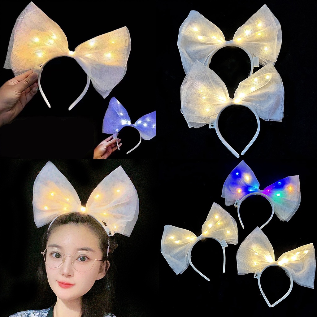 1 Pc Luminous Bowknot Hair Hoop LED Hairbnad Party Headband Glow in the ...