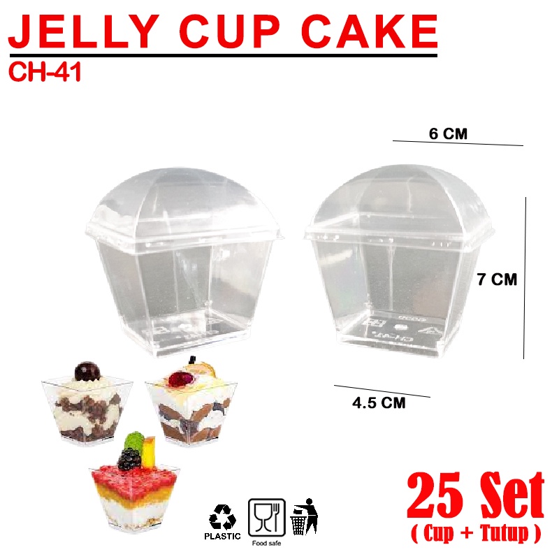 Jelly Cup / Pudding Glass 160 ml - Box - CH 41 Cup + Lid (Lid) | Shopee ...