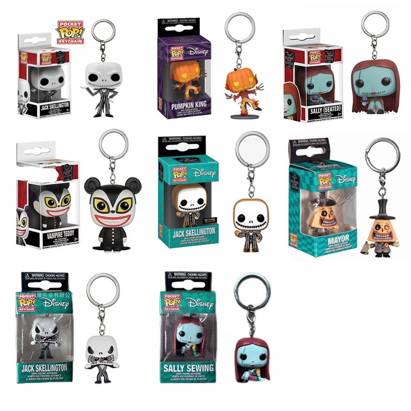 FUNKO POP The Nightmare Before Christmas Pocket Jack Keychain Skellington/Sally/Mayor Model Doll ...