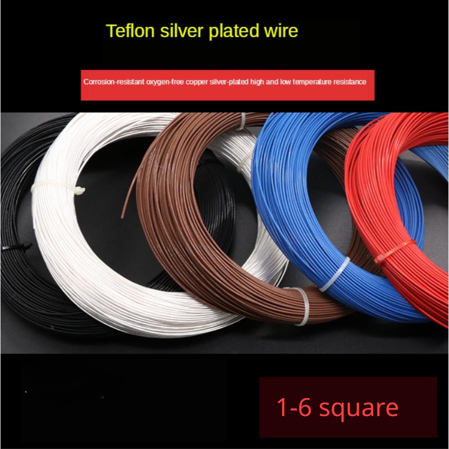 5Meters/1Meter 1-6 Square Teflon Silver Plated Wire High Temperature Electronic Wire PTFE Teflo ...