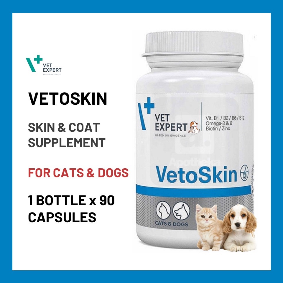 VETEXPERT VetoSkin (90 Capsules Twist Off) for Cats & Dogs - treat skin ...