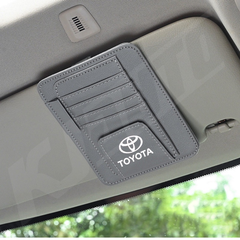Car Sun Visor Card Pen Holder Organizer Glasses Clip For Toyota Vios ...